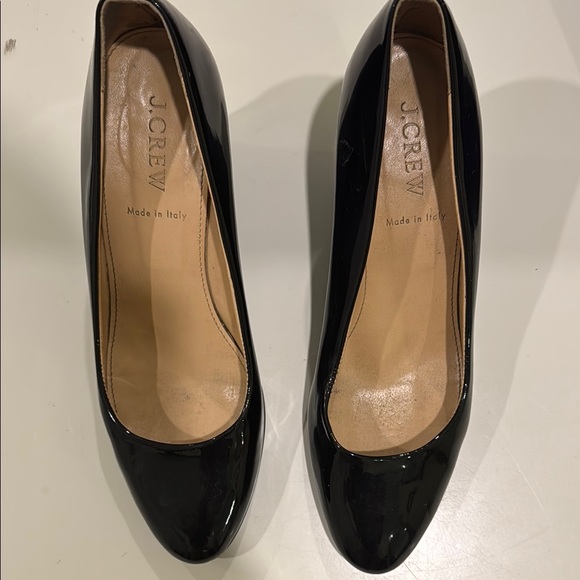 J. Crew | Shoes | J Crew Black Patent Leather Heels With Rounded Toe ...